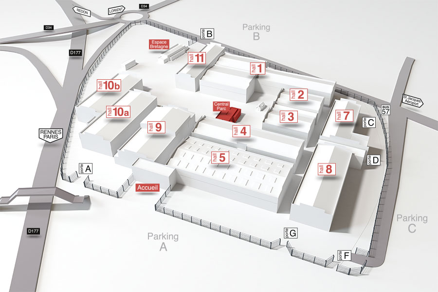Plan Parc Expo Rennes : nos espaces et nos halls | Rennes parc expo